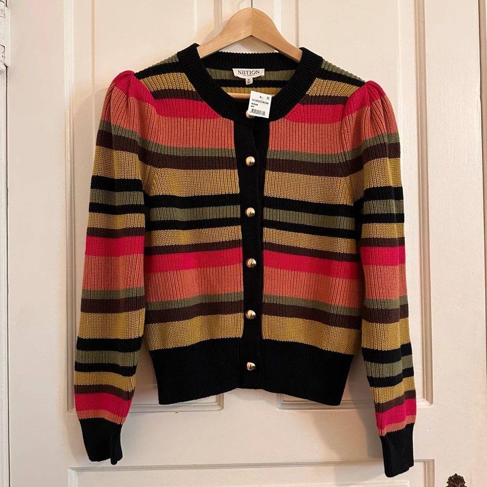Nation LTD | Sweaters | Anthropologie Carmela Crewneck Cardigan Puff ...